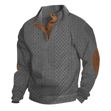 Gxipo Mens Fashion Stand Up Collar Cable Knitted Dress Sweater Pullover