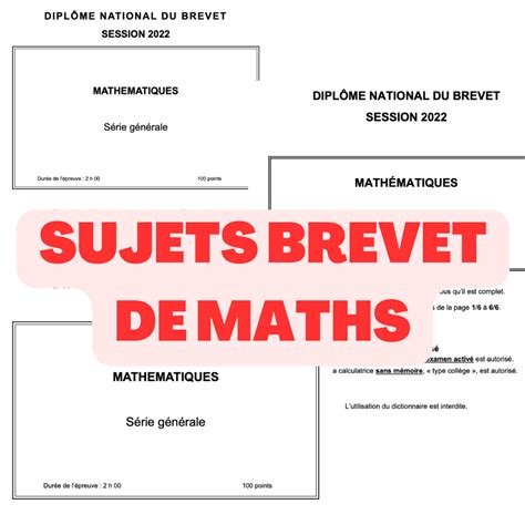 Sujets De Brevet Maths Ange Réussite