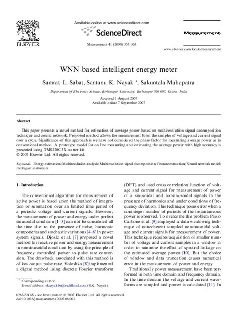 pdf wnn based intelligent energy meter dr samrat l sabat
