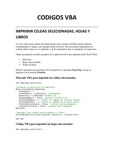 Codigos Vba Pdf Macro Informática Microsoft Excel