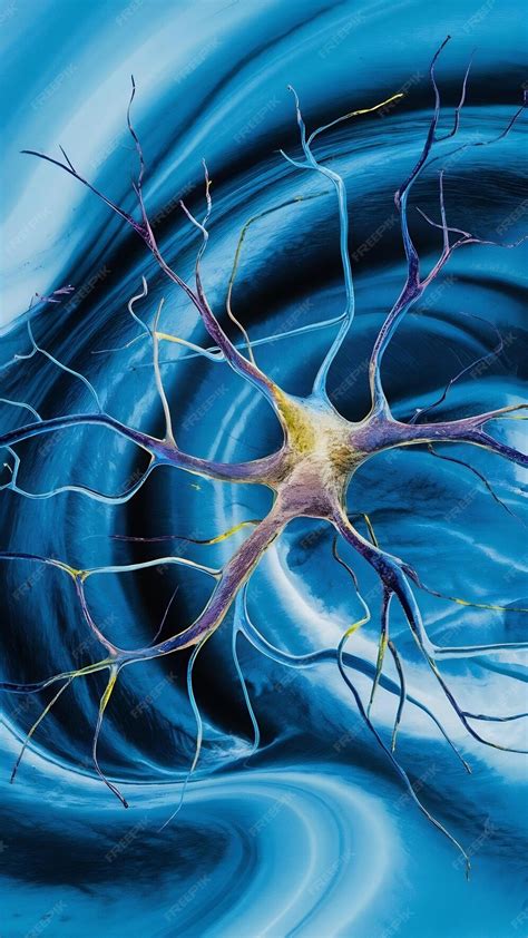 Abstract Blue Backdrop Nerve Cells Connect Via Synapse Generated By Premium Ai Generated Image