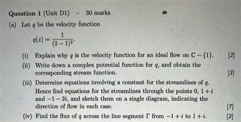 Solved a Let q be the velocity function q z zˉ i Chegg com