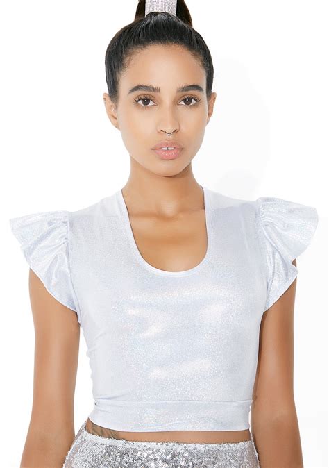 Flirty Flutter Holographic Crop Top Dolls Kill