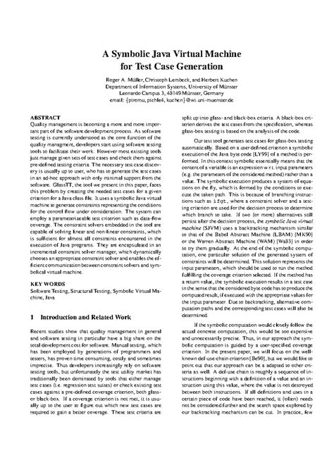 A Symbolic Java Virtual Machine M ̈uller Christoph Lembeck And