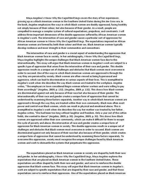 Maya Angelou Assignment Pdf Intersectionality Psychological