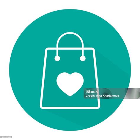 하트 라인 아이콘이 있는 쇼핑백 윤곽 벡터 사인 파란색으로 분리된 선형 화이트 픽토그램 가방에 대한 스톡 벡터 아트 및 기타 이미지 가방 공란 구매 Istock