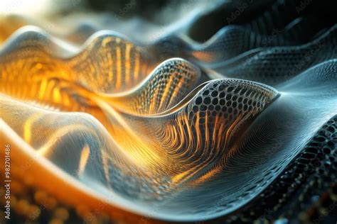 An Abstract Image Of The Double Slit Experiment Showing Waves Passing Through Slits And
