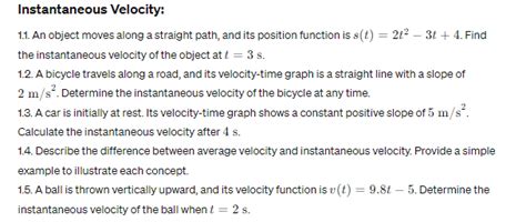 Solved Instantaneous Velocity 1 1 ﻿an Object Moves Along A