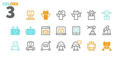 로봇 픽셀 완벽 한 잘 만들어진 벡터 얇은 라인 아이콘 48x48 편집 가능한 스트로크와 웹 그래픽 및 애플 리 케이 션에 대 한 24 X24 그리드에 대 한 준비 간단한