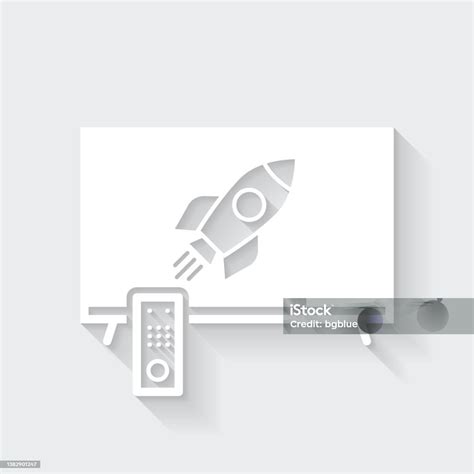 로켓tv 빈 배경에 긴 그림자아이콘 플랫 디자인 3차원 형태에 대한 스톡 벡터 아트 및 기타 이미지 3차원 형태 Launch Party Tv 보기 Istock