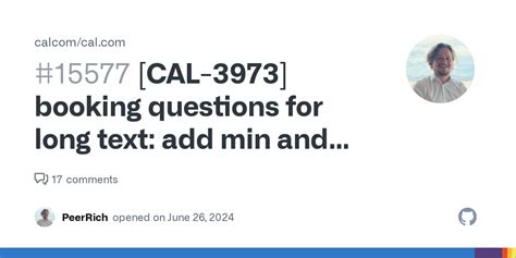 Cal 3973 Booking Questions For Long Text Add Min And Max Characters