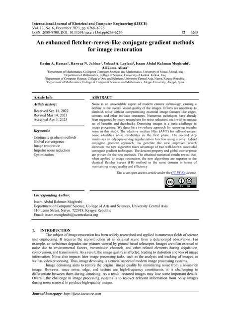 An Enhanced Fletcher Reeves Like Conjugate Gradient Methods For Image