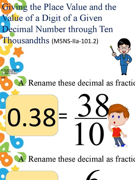 giving the place value and the value of a digit of a given decimal