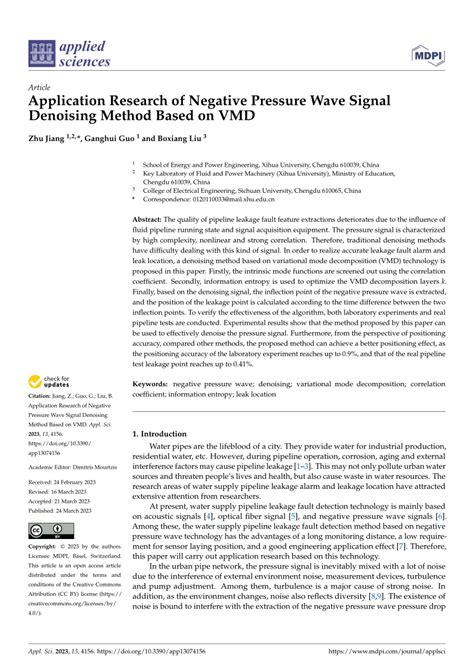 Pdf Application Research Of Negative Pressure Wave Signal Denoising Method Based On Vmd