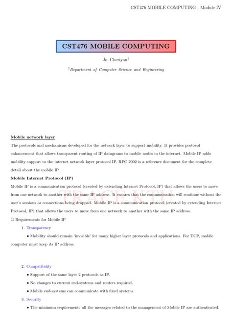 Cst476 Mobile Computing 4 Pdf Technology And Engineering