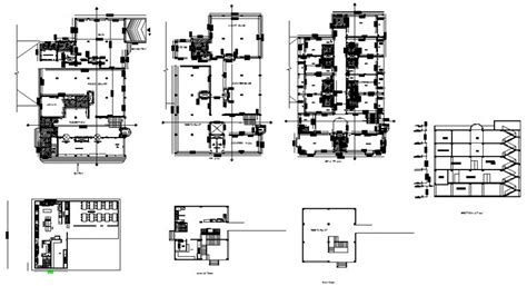 Plan And Section Detail Of Multi Level Building 2d View Cad Construction Block Layout File In