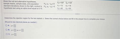 Solved Given The Null And Alternative Hypotheses Sample