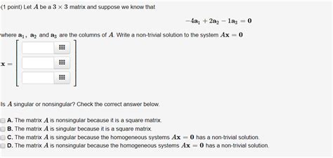 Solved 1 Point Let A Be A 3 X 3 Matrix And Suppose We Know