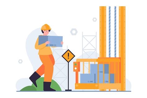 Premium Vector Illustration Worker Lifting Bricks