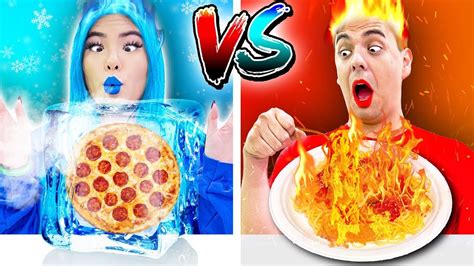 Crazy Hot Vs Cold Food Challenge Eating Only 1 Color Red Vs Blue