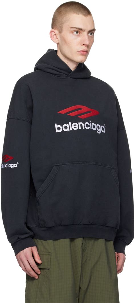 Balenciaga Black 3b Sports Icon Hoodie Balenciaga