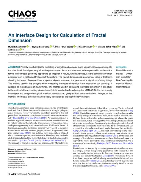 Pdf An Interface Design For Calculation Of Fractal Dimension