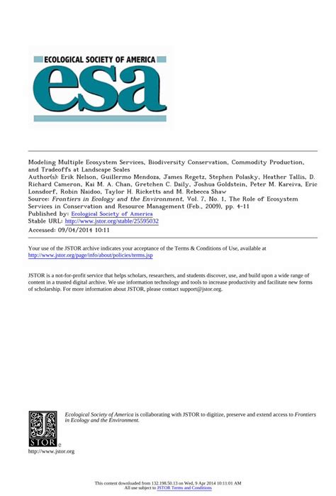 Pdf Modeling Multiple Ecosystem Services Biodiversity · Source