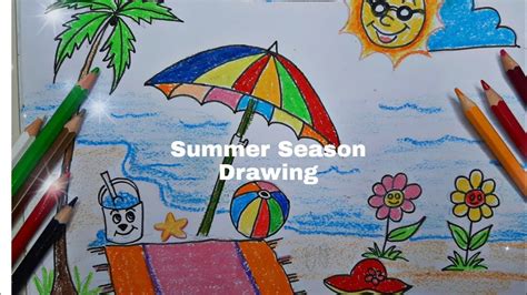 Summer Season Drawing Very Easy Sea Beach Drawing Step By Step For