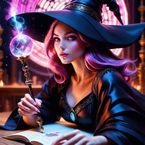 Premium Ai Image Digital Art Witch With Pink Eyes Showcasing