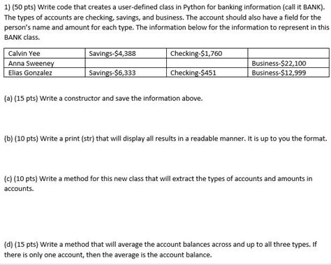 Solved Pts Write Code That Creates A User Defined Chegg Com