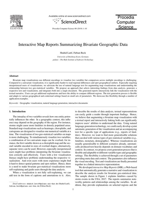 Pdf Interactive Map Reports Summarizing Bivariate Geographic Data