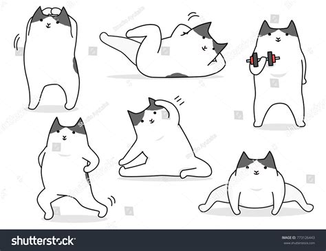 Funny Cartoon Cat Stretching Set Stock Vector Royalty Free 773126443
