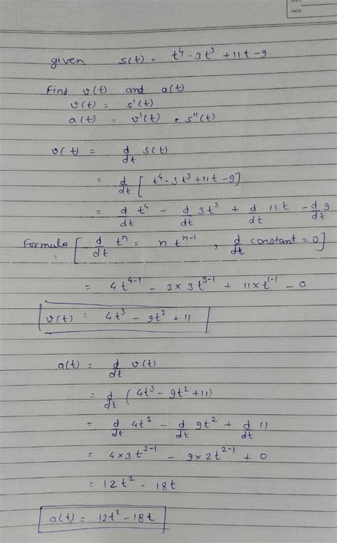 [solved] the position function for a particle s t t4 −3t3 11t −9
