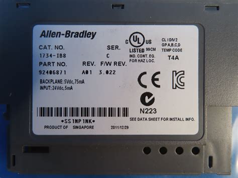 ALLEN BRADLEY INPUT MODULE IB DIGITAL DC INPUT SER C CHANNEL V DIN RAIL MOUNT DAY