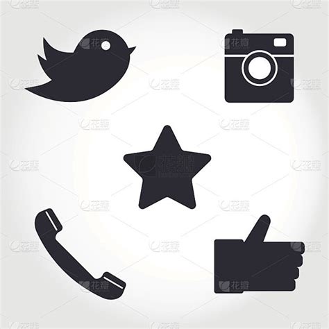 社交媒体和网络图标集。不同图标的集合