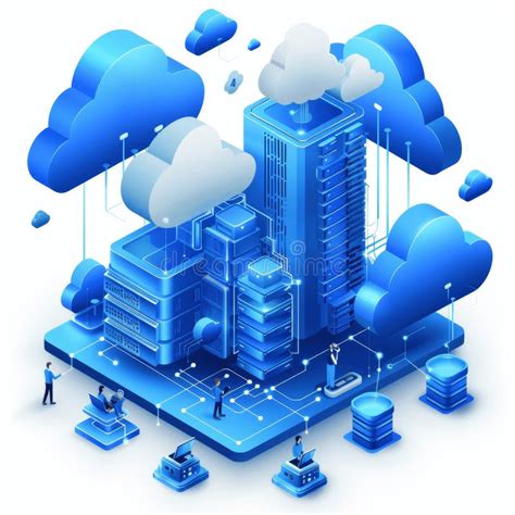 Isometric Cloud Server Data Center Illustration Tech Connectivity