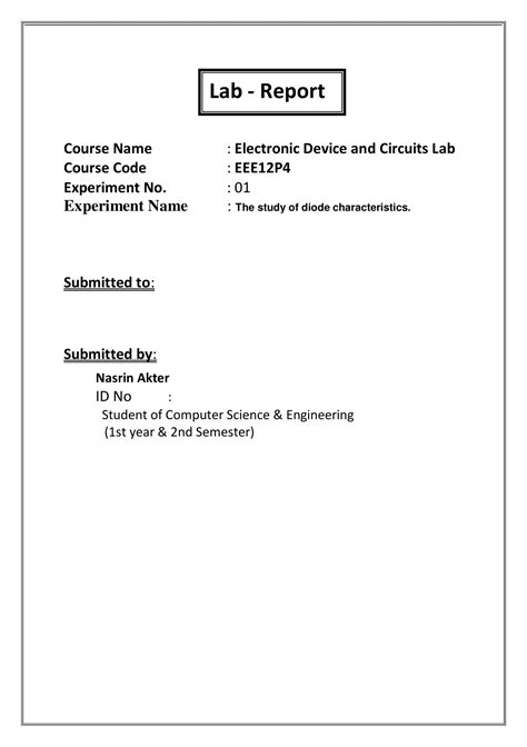 The Study Of Diode Characteristics Lab Report Electronic Device And Circuit Lab Stuvia US