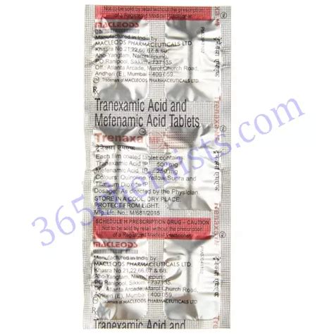 Trenaxa Mf Tablet Tranexamic Acidmefenamic Acid 365chemists