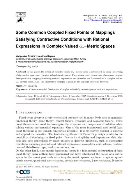 Pdf Some Common Coupled Fixed Points Of Mappings Satisfying