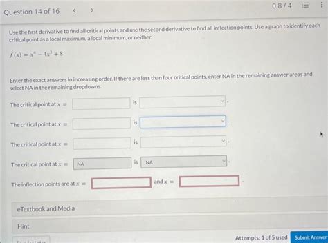 Solved Use The First Derivative To Find All Critical Points