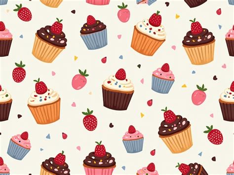 Seamless Cupcake Pattern Diagonal Repeatedly Background Wrap Page Premium Ai Generated Image