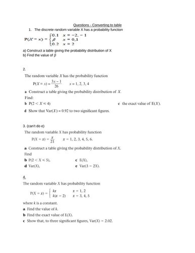 Edexcel A Level Statistics 13 Discrete Random Variables Teaching