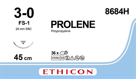 8684h Prolene Polypropylene Suture Size Prolene Colour 3 0 Style