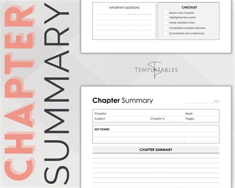 EDITABLE Chapter Summary Template Study Guide Textbook Etsy