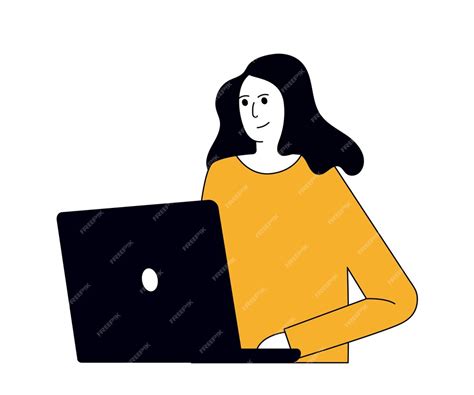 Premium Vector Woman With Laptop Trendy Minimalistic Character Vector Illustration Premium Vector Woman With Laptop Trendy Minimalistic Character Vector Illustration