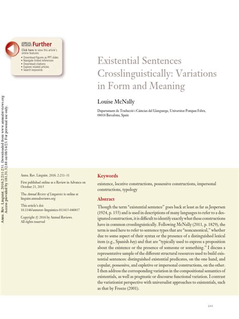 Mcnally 2016 Existential Sentences Pdf Subject Grammar