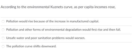 Solved According To The Environmental Kuznets Curve As Per
