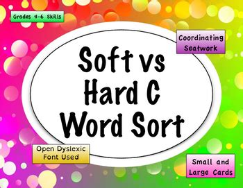 Hard Vs Soft C Word Sort Differentiated Seat Work TpT