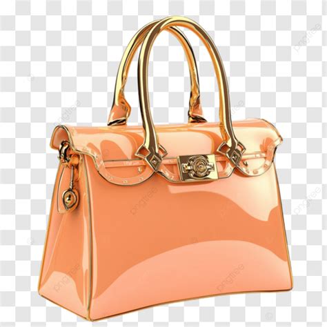 Elegant Peach Colored Handbag With Golden Accents And A Stylish Handle