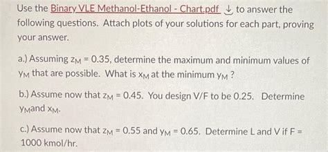 Solved Use The Binary VLE Methanol Ethanol Chart Pdf To Chegg